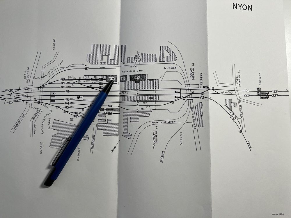 Plan schématique de la gare de Nyon, janvier 1990 | Kaufen auf Ricardo