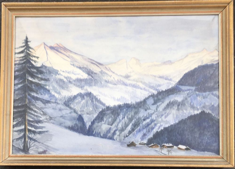 Berglandschaft Aquarell Signiert | Kaufen auf Ricardo