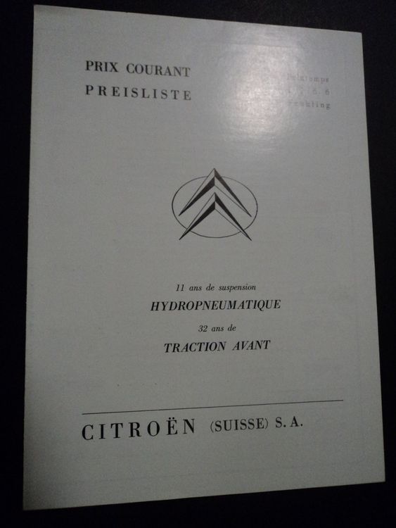 Prospekt Preisliste Citroen 1966 Panhard AMI6 AZAM-6 DS21 HY (Gebraucht ...