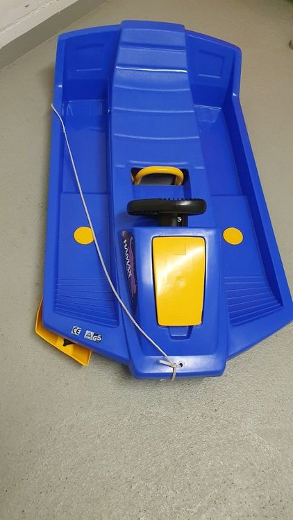 HAMAX Schneebob / Bob Schlitten blau/gelb mit Lenkung (Gebraucht) in ...