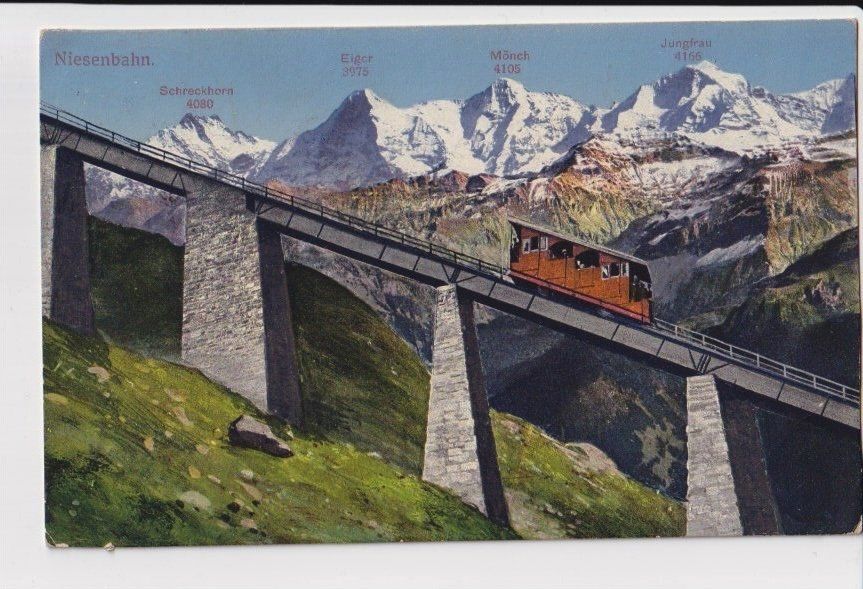 Niesenbahn – Viadukt mit Eiger, Mönch und Jungfrau – 1911 (Gebraucht ...