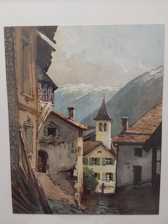 Kömme Paul.Orig.Aquarelle.Manas-Graubünden 35x41cm.Mit Rahme (Gebraucht ...