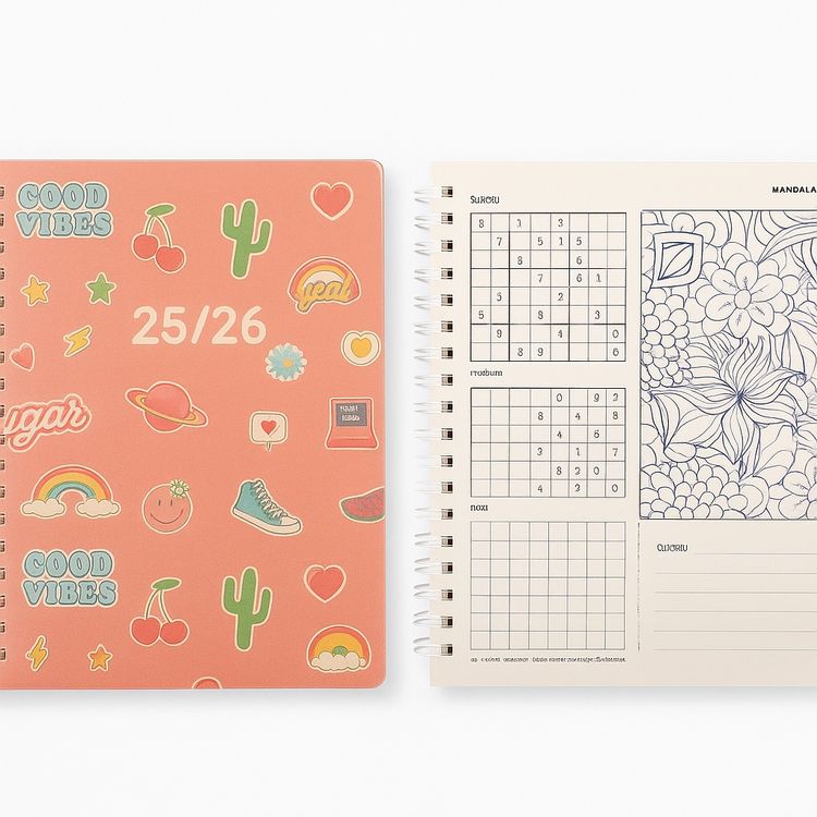 📅 Agenda spirale 2026 – Jeux & mandalas (blanc ou rose) (Neuf avec ...