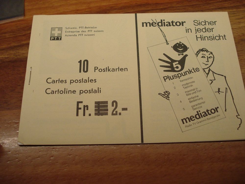 Postkartenbüchlein mit Überdruck, **, 5 Karten (Gebraucht) in Niederwil ...