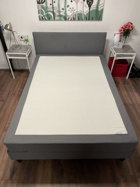 IKEA SÄBÖVIK Boxspring Bett komplett, grau, 140x200 cm | Kaufen auf Ricardo