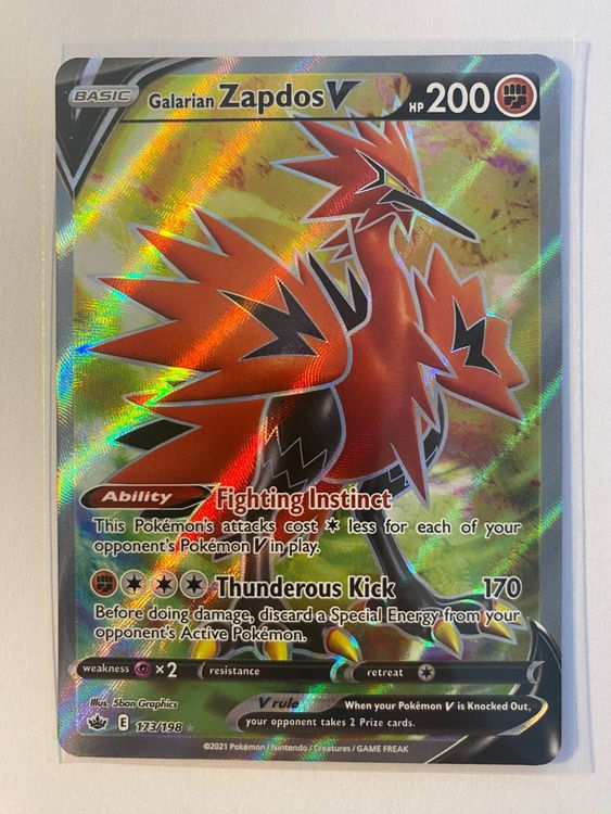 Pokemon Galarian Zapdos V 173/198 Chilling Reign EN (Neu (gemäss ...