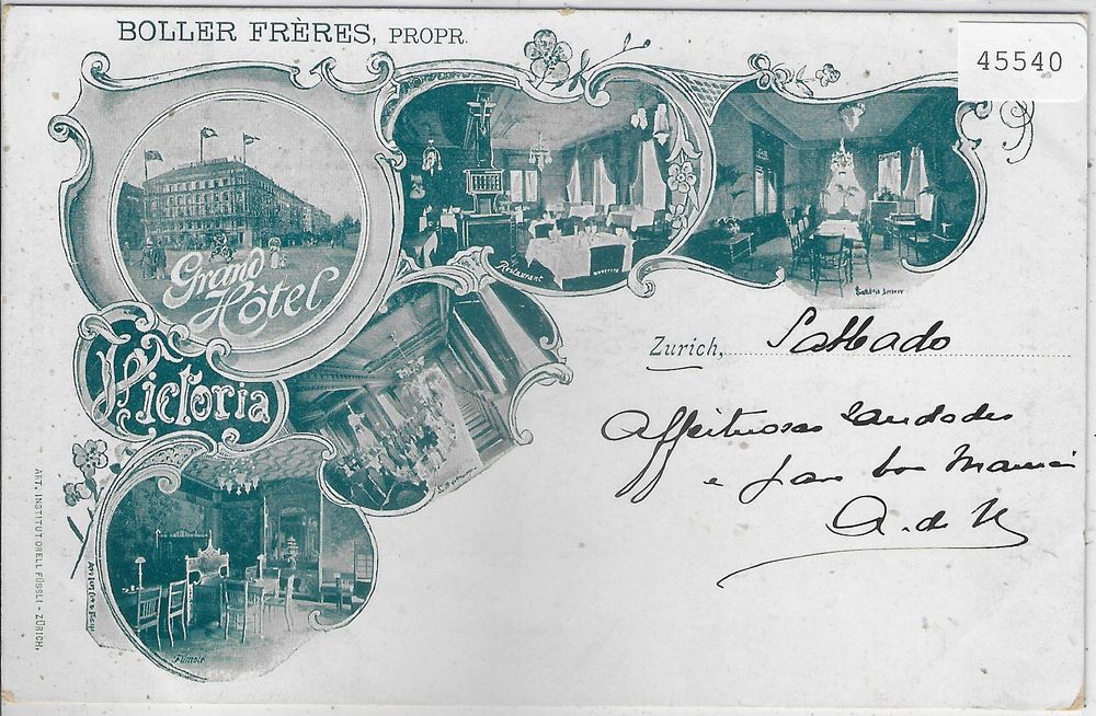 Zürich - Grand Hotel Victoria - Boller Freres, propr. (Gebraucht) in ...