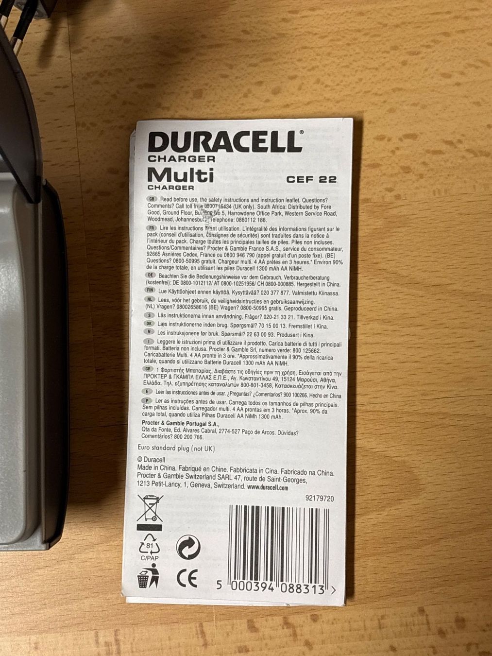 Duracell CEF 22 Multi Ladegerät für AA/AAA/C/D Batterien (Gebraucht) in ...