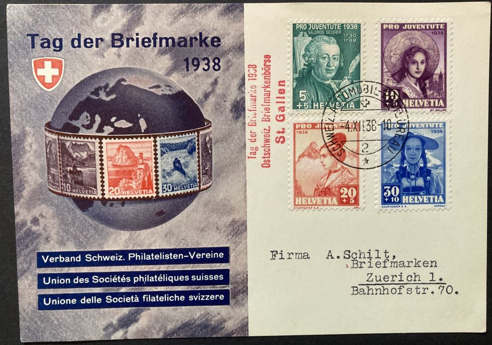 1938, TdB mit Automobilpost SS 'St. Gallen', SBK 125 Fr. (Gebraucht) in Flawil für CHF 40 – mit ...