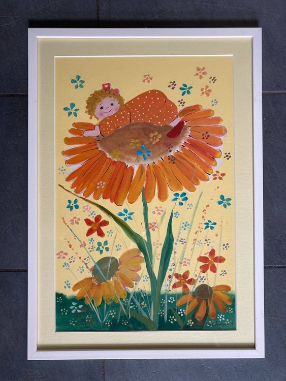 Gemälde Blumen Blumenmädchen gerahmt hinter Glas signiert (Gebraucht) in Subingen für CHF 15 ...