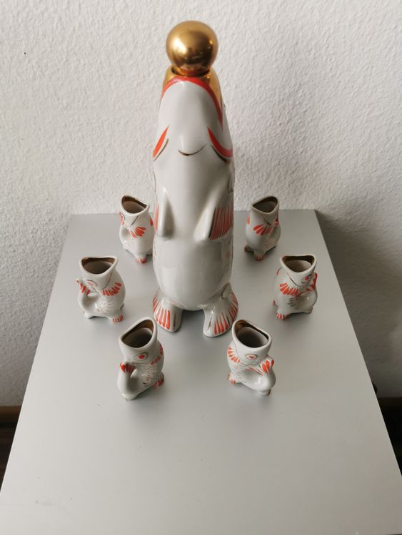 Fisch-Karaffe mit 6 Gläsern, Vintage Keramik-Set, Top! (Gebraucht) in ...