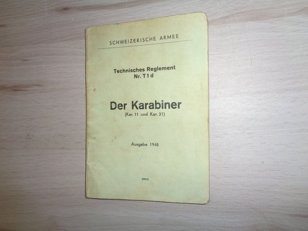 DER KARABINER TECHNISCHES REGLEMENT AUSGABE 1948 (Gebraucht) in Henggart für CHF 25 – mit ...