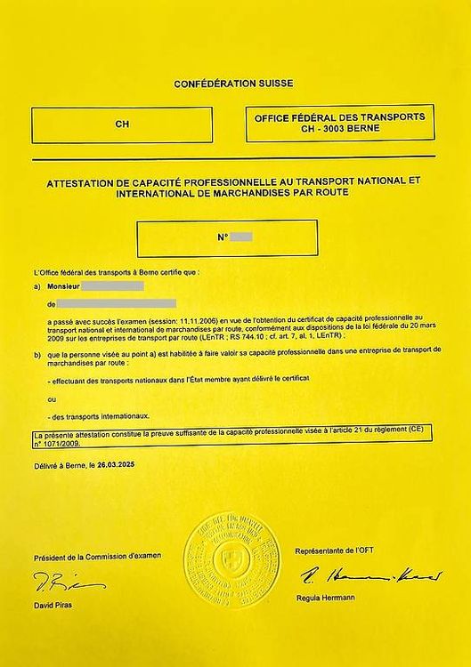 Mise à disposition de licences de transport (Gebraucht) in Rolle für ...