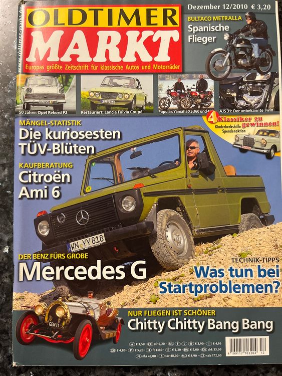 Oldtimer Markt Zeitschrift 12/2010 Lancia Fulvia Mercedes G (Gebraucht ...