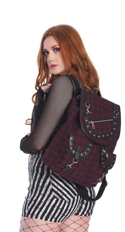 Banned Alternative Backpack - Yamy Tartan Burgundy (Neu und ...