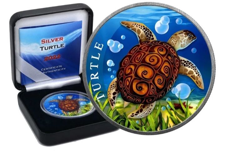 1 oz Silber Niue Turtle 2022 Antique Finish color in Box CoA | Kaufen ...