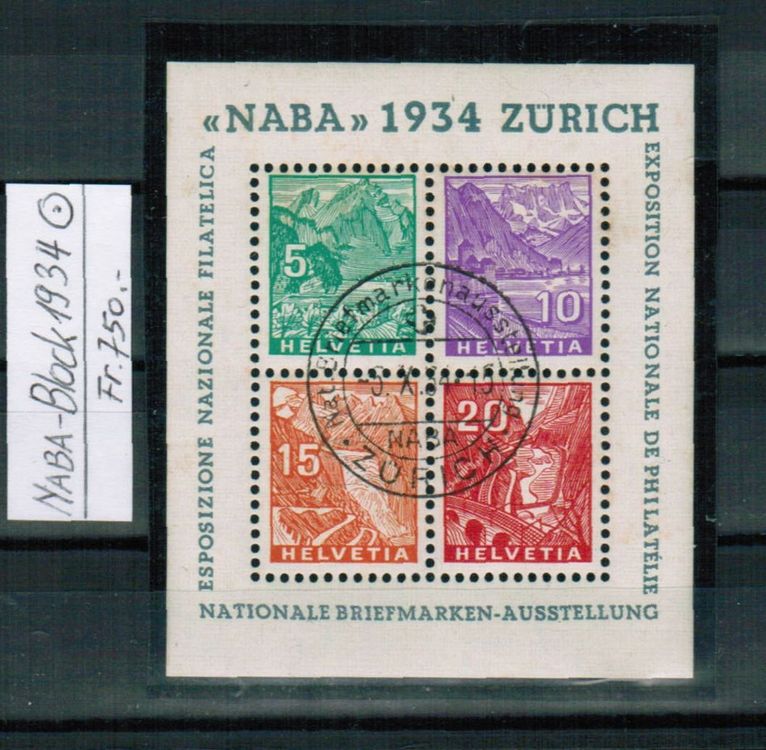 NABA Block 1934 - gestempelt (Gebraucht) in Bern für CHF 75 – mit ...