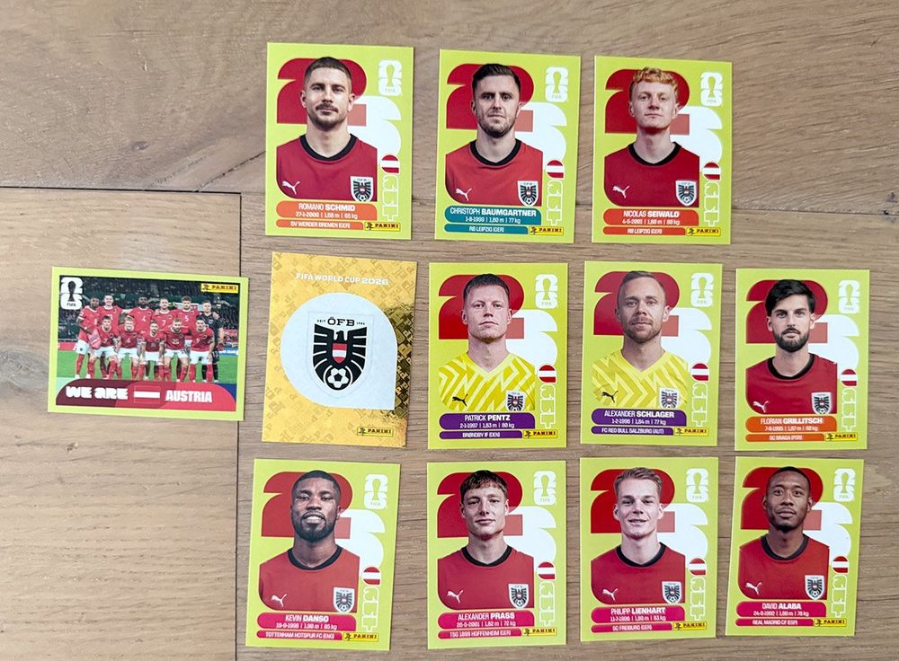 WM 2026 Sticker Panini Team Austria / Österreich (Neu und ...