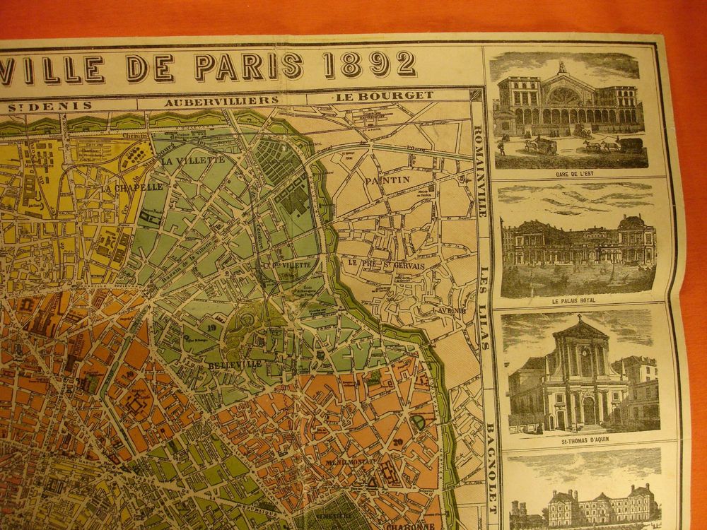 PLAN PANORAMA DE LA VILLE PARIS 1892 (Gebraucht) in Grüningen für CHF ...