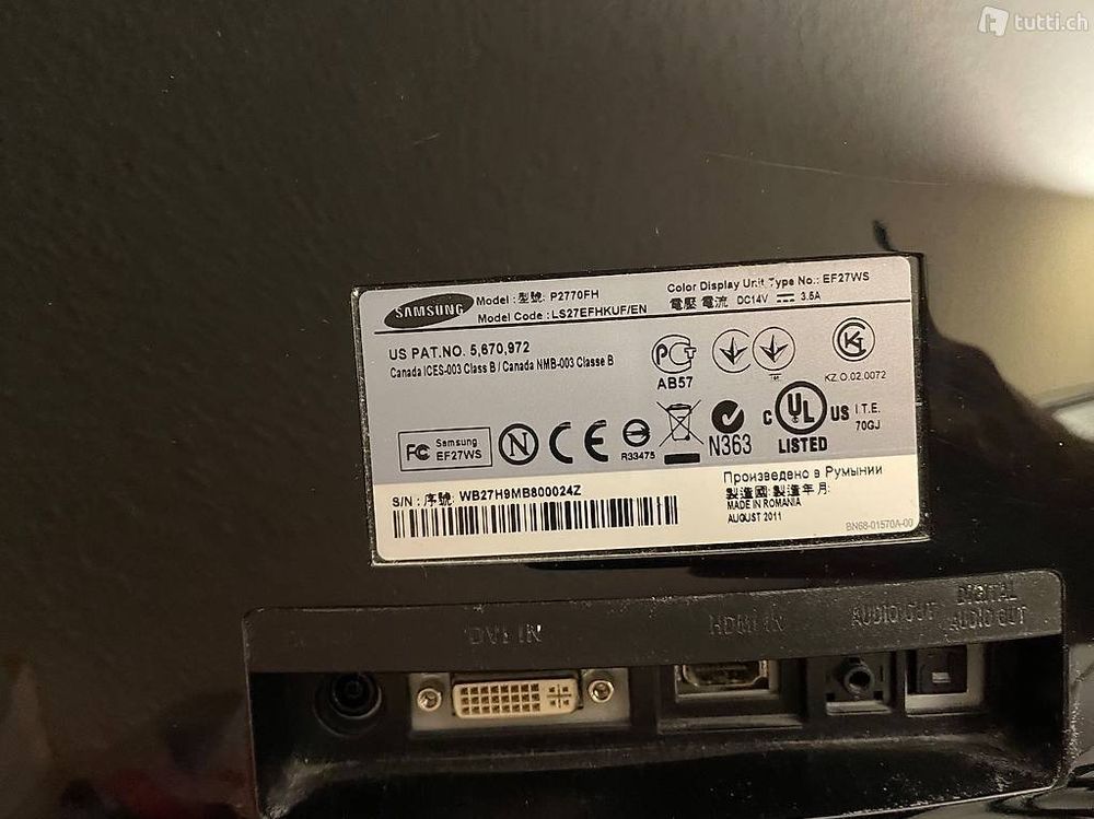 Samsung P2770FH Full HD 27 Zoll Monitor (Gebraucht) in Zürich für CHF ...