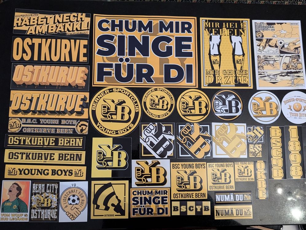 38 X YB FAN STICKER (Gebraucht) in Spiegel b. Bern für CHF 25 – mit ...