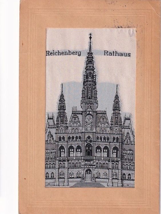 Rathaus von Reichenberg/Liberec • antike AK Seidenbild/Seide (Gebraucht ...