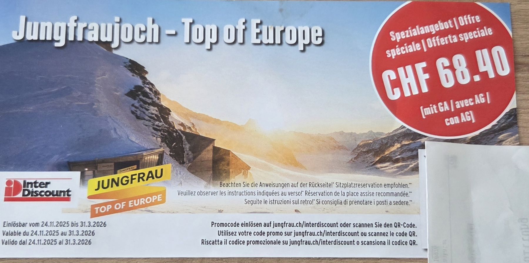 Jungfraujoch Ticket - Top of Europe, gültig bis 31.3. 2026! (Neu und ...