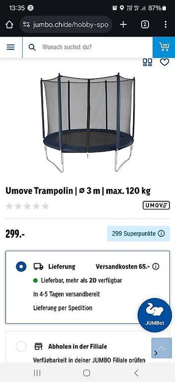 Neu und OVP: Umove Trampolin, NP 299.- (Neu und originalverpackt) in Baden für CHF 230 – nur ...