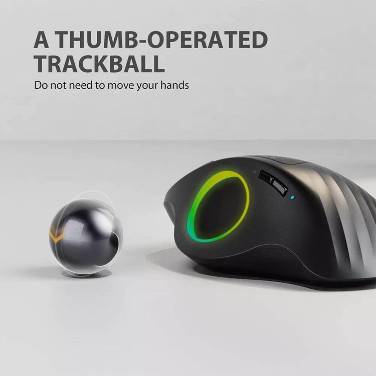 Maus, Bluetooth-Trackball-wiederaufladbar, RGB, ergonomisch (Neu und ...