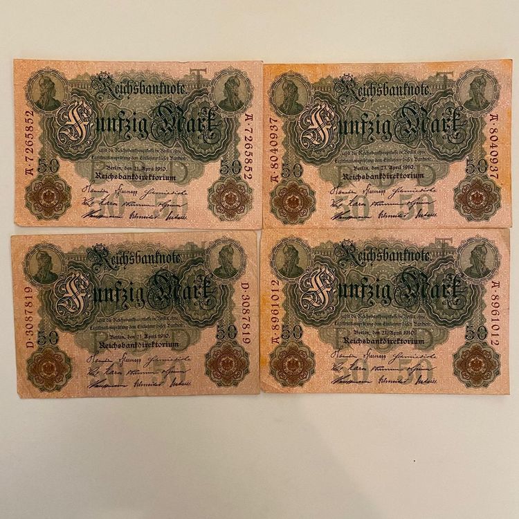 Fünfzig Mark - Reichsbanknote - 1910 - 50 Mark (Gebraucht) in ...