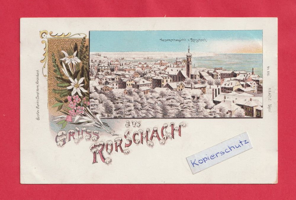 Gruss aus Rorschach (SG) Winter-Litho mit Glimmer (Gebraucht) in Zürich für CHF 22 – mit ...