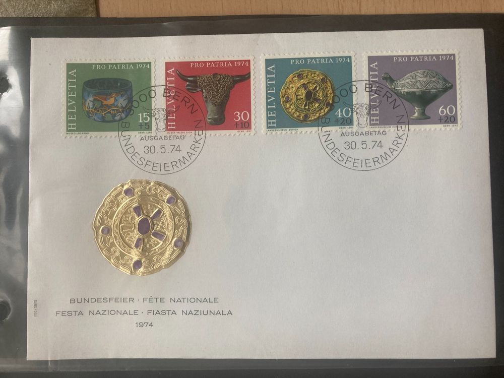 Schweiz 1974 Ersttagsbrief Satz Pro Patria Archäologie (Neu (gemäss Beschreibung)) in Liestal ...