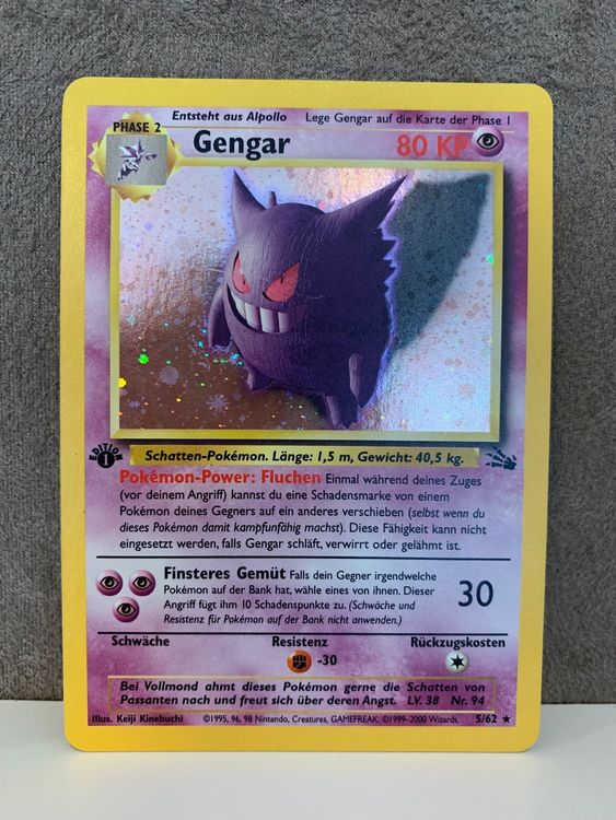5/62 *1.Edition Gengar Holo DE Pokemon Fossil (Gebraucht) in Fislisbach für CHF 159 – mit ...