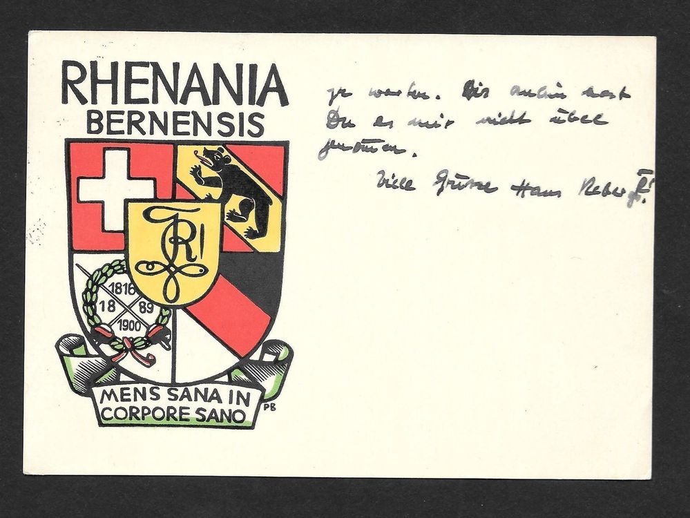 Studentenkarte Rhenania Bernensis Bern Bär (Gebraucht) in Olten für CHF ...
