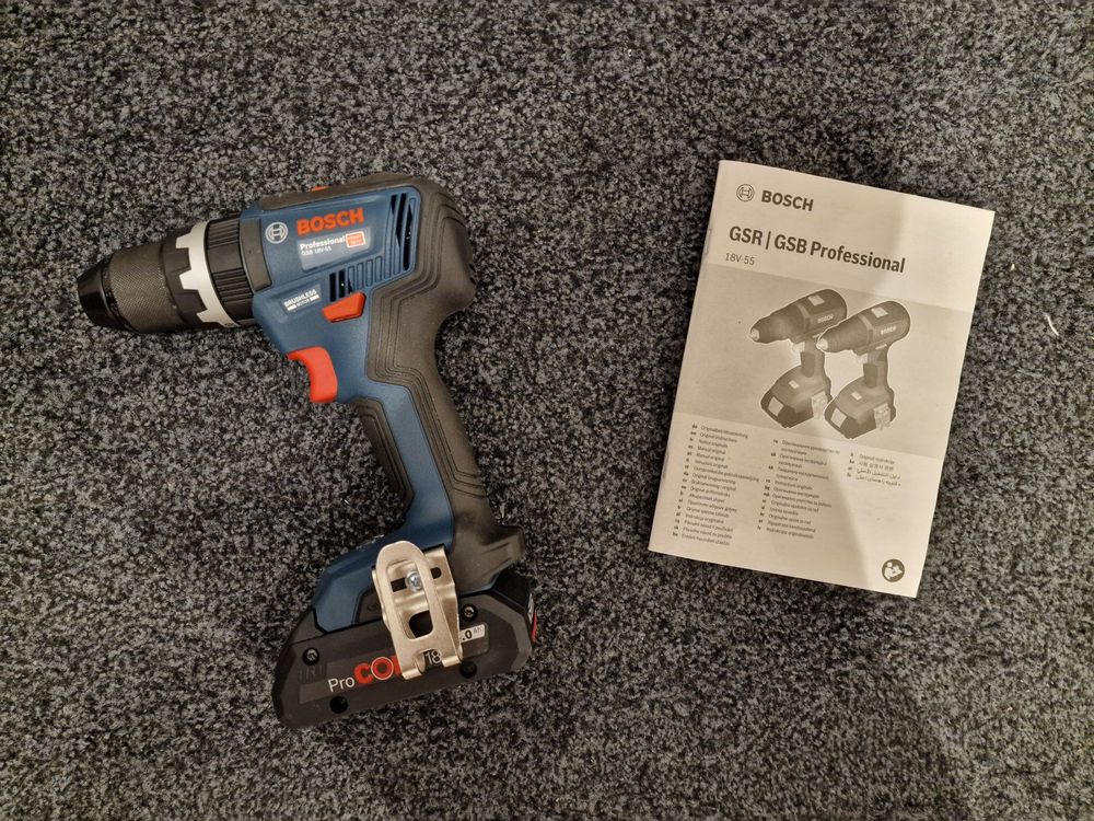 Bosch GSB 18V-55 Professional inkl. 4Ah Pro Core Akku (Neu (gemäss ...