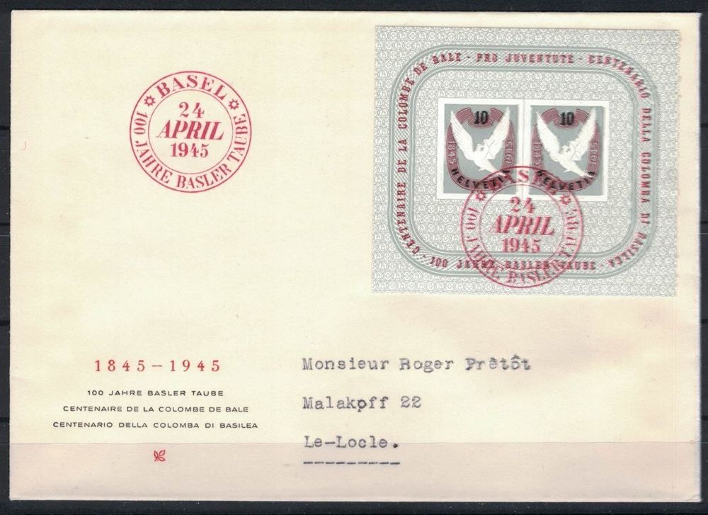 1945-Jub 100 Jahre Basler Taube (Neu und originalverpackt) in Birsfelden für CHF 35 – mit ...