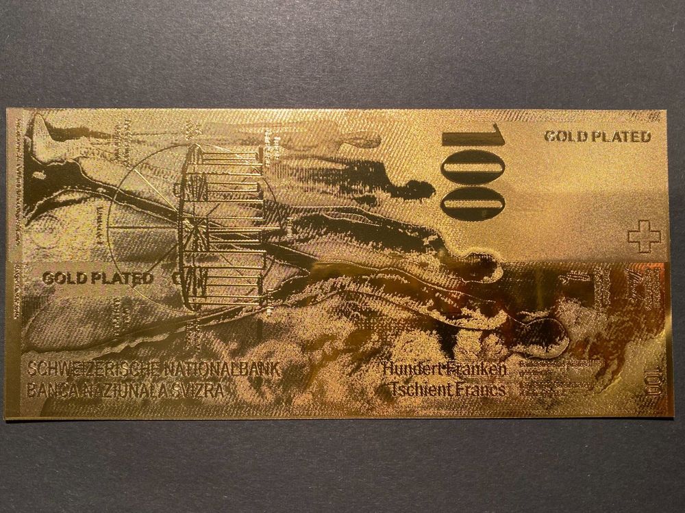 Banknote Schweiz CHF 100.-- / Goldplated (Neu und originalverpackt) in Humlikon für CHF 13 – mit ...