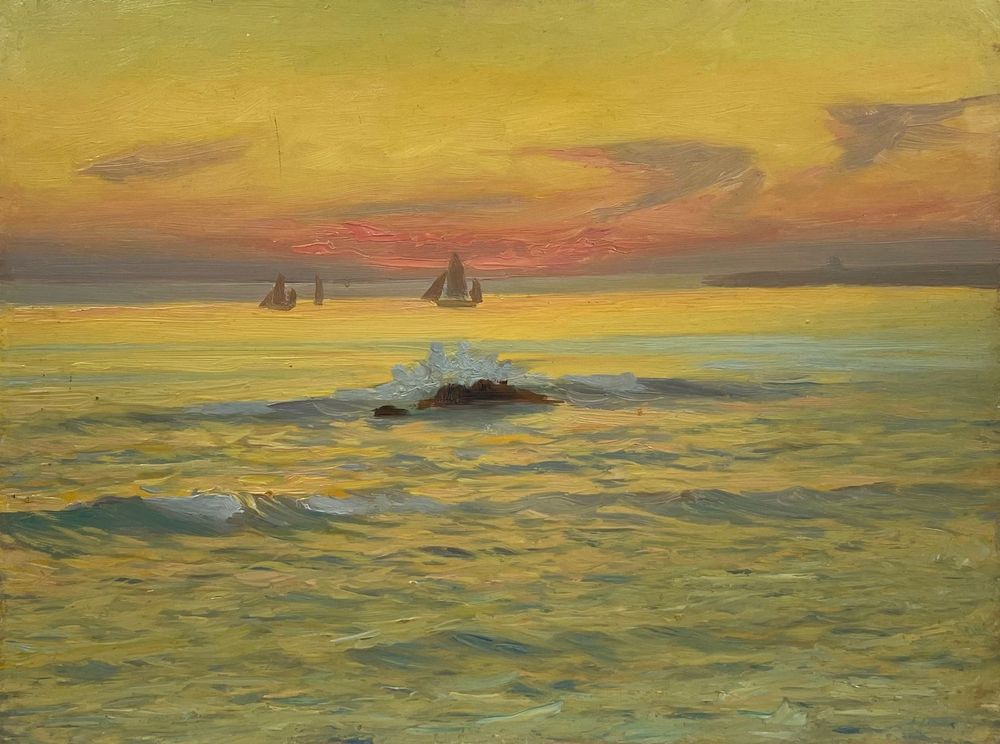 Sonnenuntergang Szene auf dem Meer Gemälde | Kaufen auf Ricardo