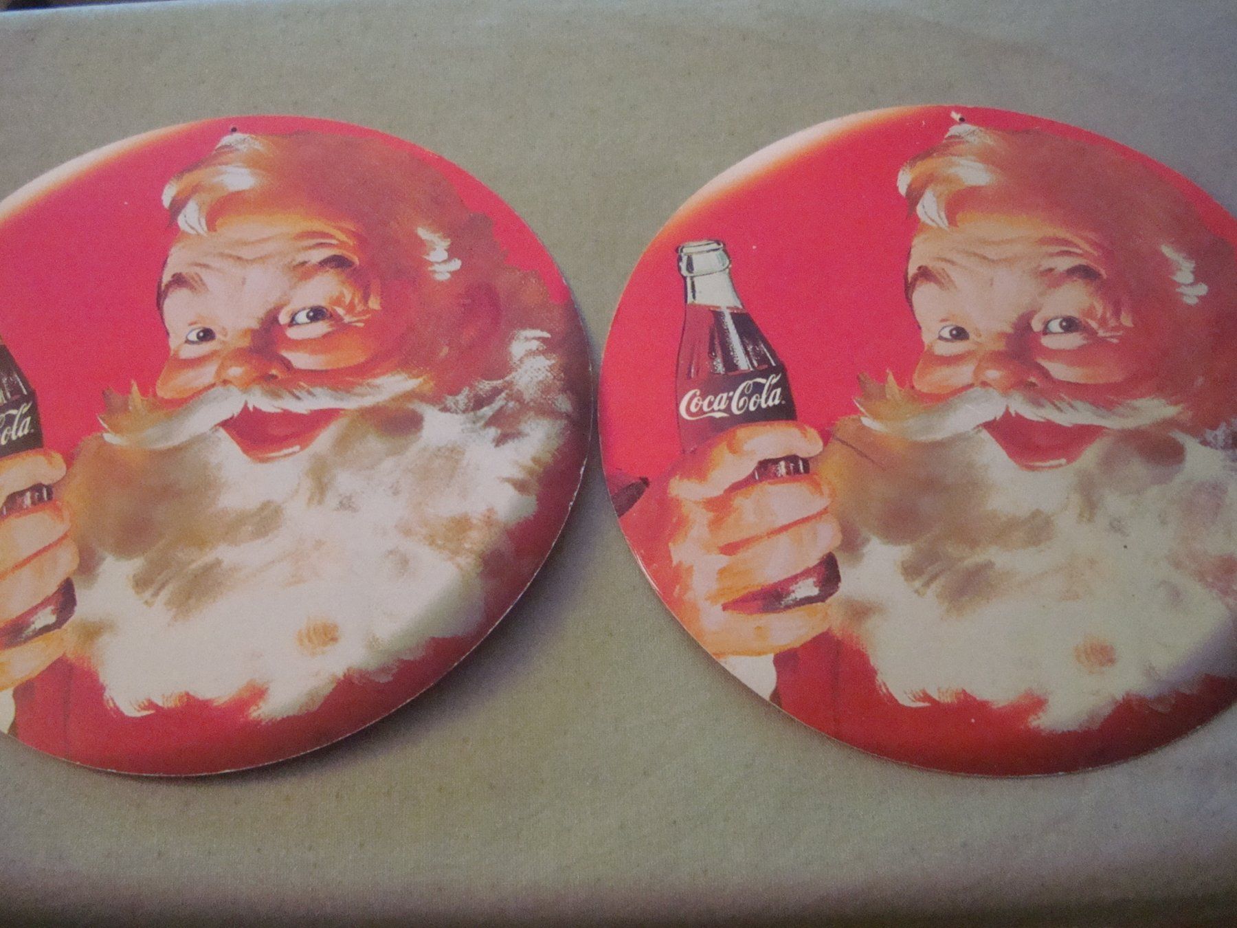 3 Coca Cola Karton Werbungen Santa mit Flasche Doppelseitig (Gebraucht ...