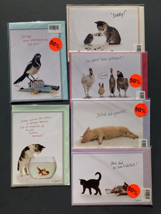 Div. lustige Karten: 6 Stück, NP 4.-- pro Karte, 11.5x16 cm (Neu und ...