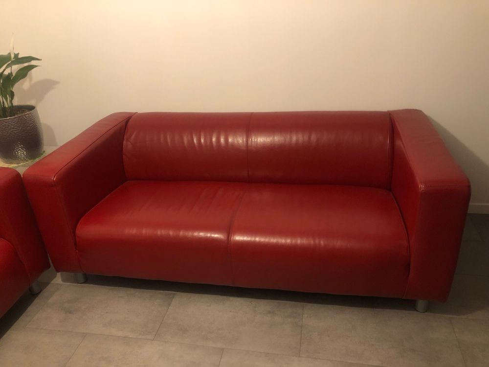 Klippan Ikea echt Leder Sofa rot | Kaufen auf Ricardo