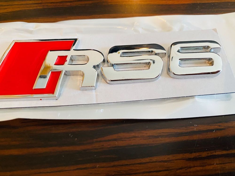 Audi RS6 Emblem, Schriftzug, Logo NEU in Rot/Chrom | Kaufen auf Ricardo