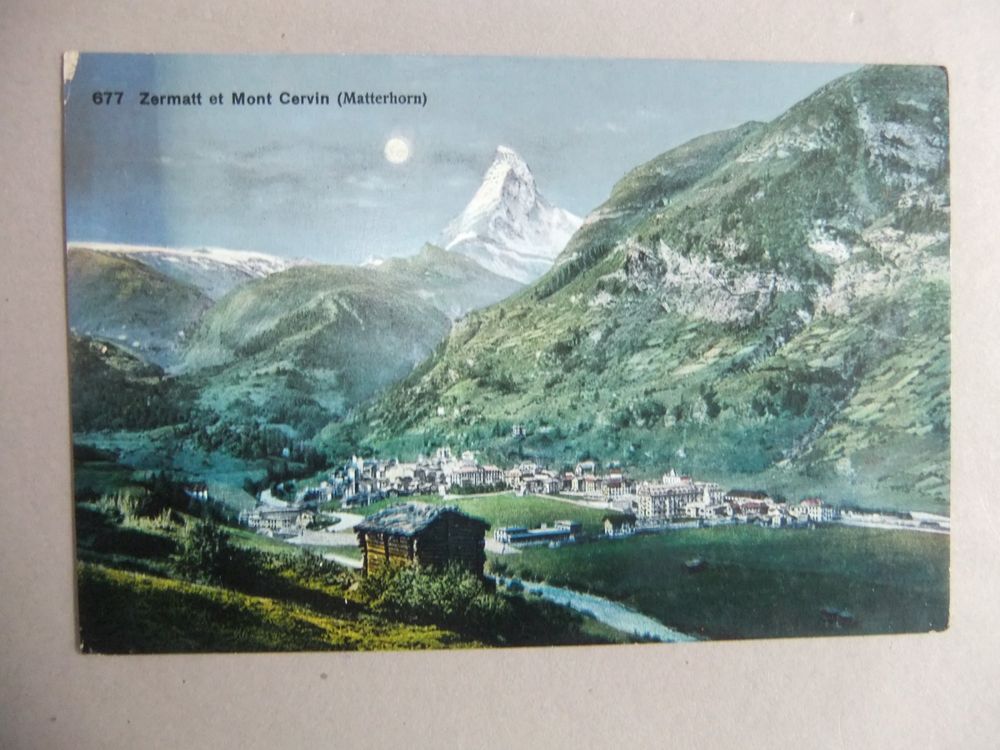 Lithografie Zermatt Matterhorn Mondscheinkarte (Gebraucht) in St. Niklaus VS für CHF 5 – mit ...