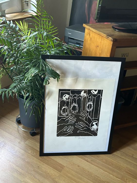 Holzschnitt J.J. Volz "Hände" Unikat mit pers. Widmung (Neu (gemäss ...