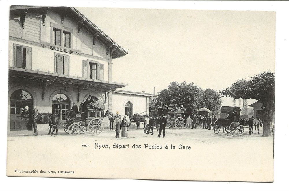 Nyon (VD) départ des Postes à la Gare - Bahnhof - um 1900 | Kaufen auf ...