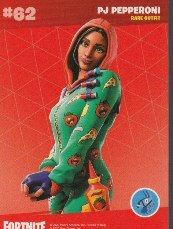 FORTNITE TRADING CARD serie 2 # 62 PJ PEPPERONI Rare outfit (Neu ...