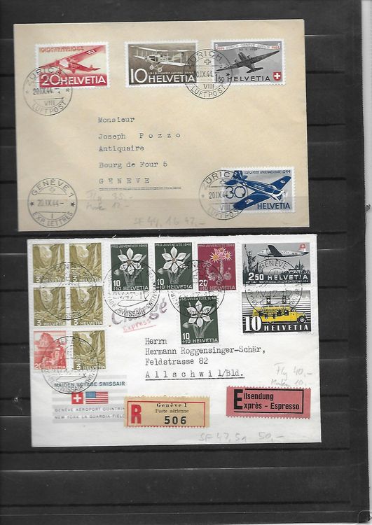 2 SF Belege 1944 + 1947 Kat: CHF 97.- | Kaufen auf Ricardo