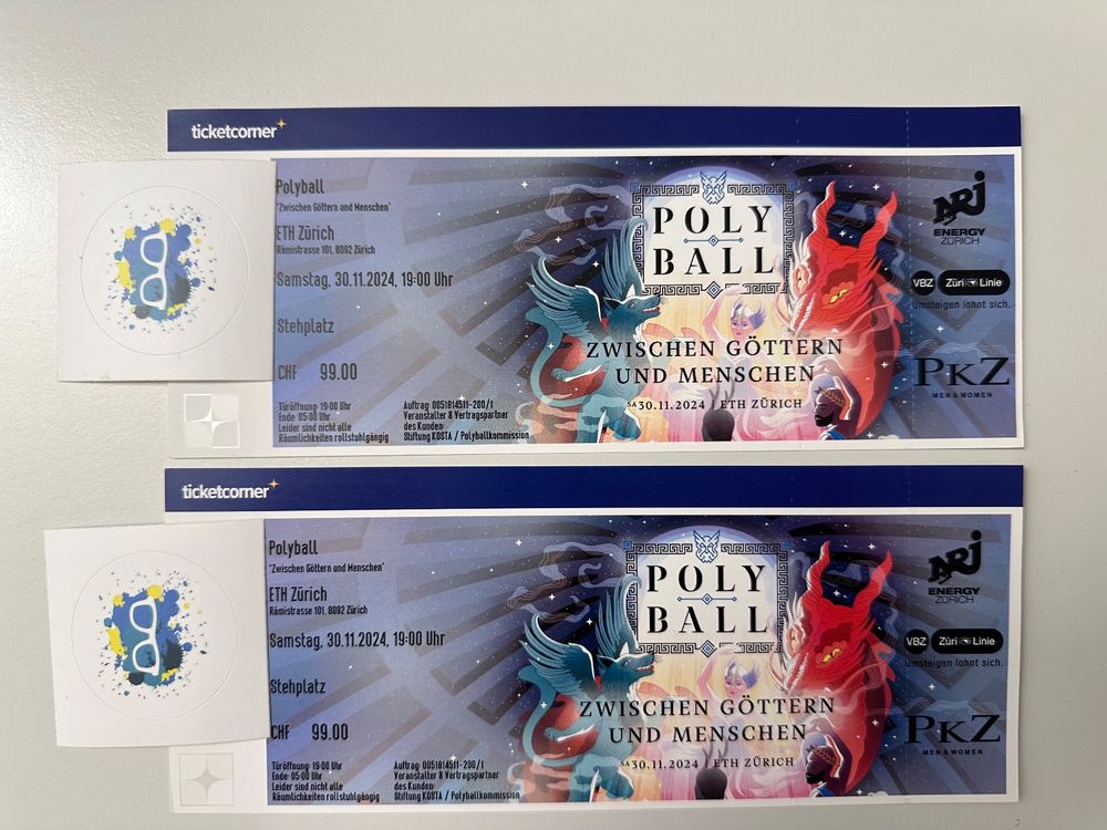 2x Polyball Tickets Zürich ohne Legi (Neu und originalverpackt) in Fahrweid für CHF 220 – mit ...