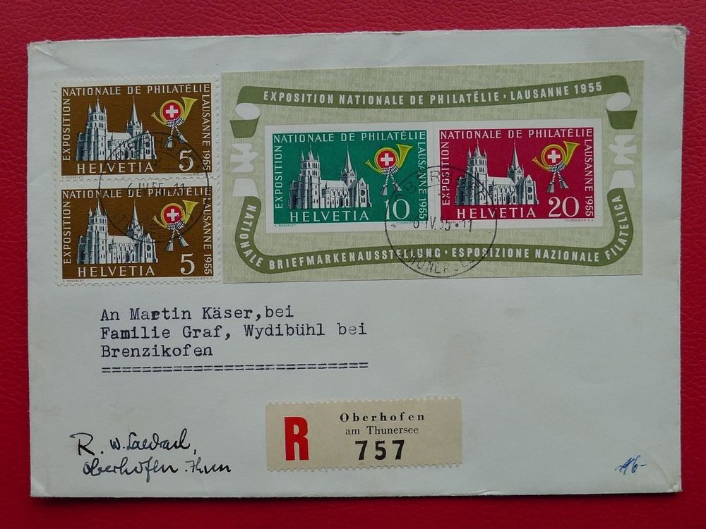 1955: W35 Lausanner-Block + passende Motive, sauber. (Gebraucht) in Sursee für CHF 15 – mit ...