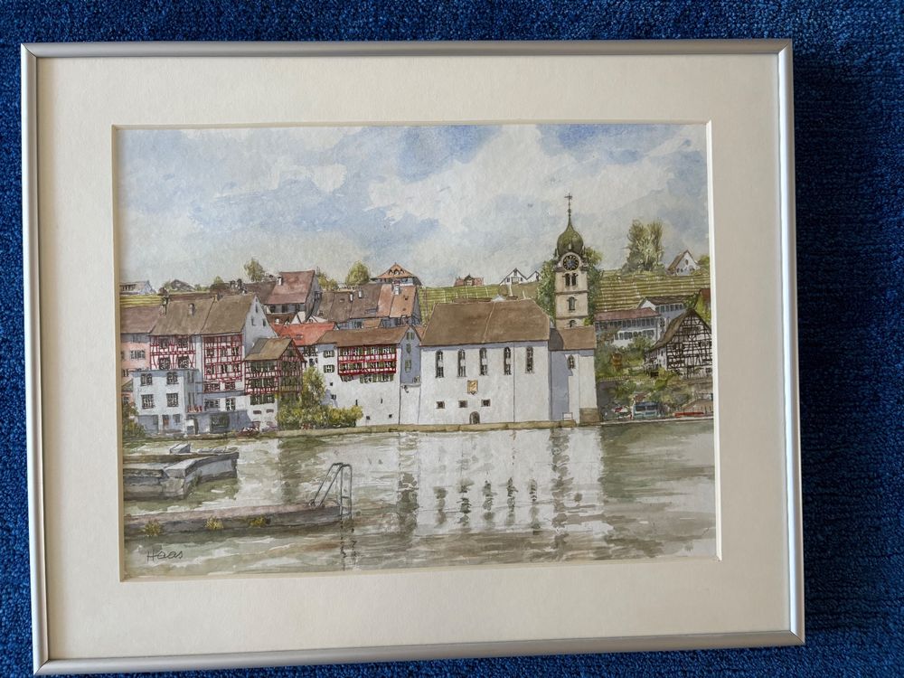 Aquarell Eglisau, Originalbild, gerahmt, signiert (Gebraucht) in Kloten für CHF 50 – nur ...